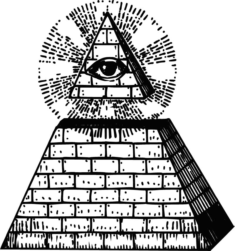 Stempel Freimaurer, Pyramide und Auge - Motiv-Stempel aus aller Welt